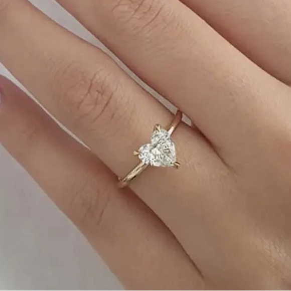 Jewelry | Elegant Heartshaped Engagement Ring With Inlaid Synthetic Gem ...